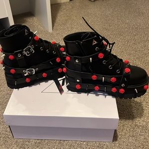 Dolls Kill | Shoes | Dollskill Sizs 8 Slayr Bndg Rose Boots Brand New ...